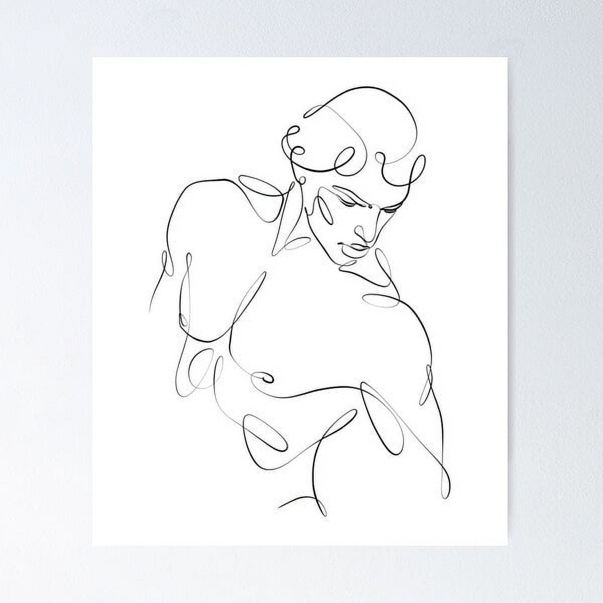 Minimalist One Line Drawing Males Forms Poster Wall Art, Modern Wall ...