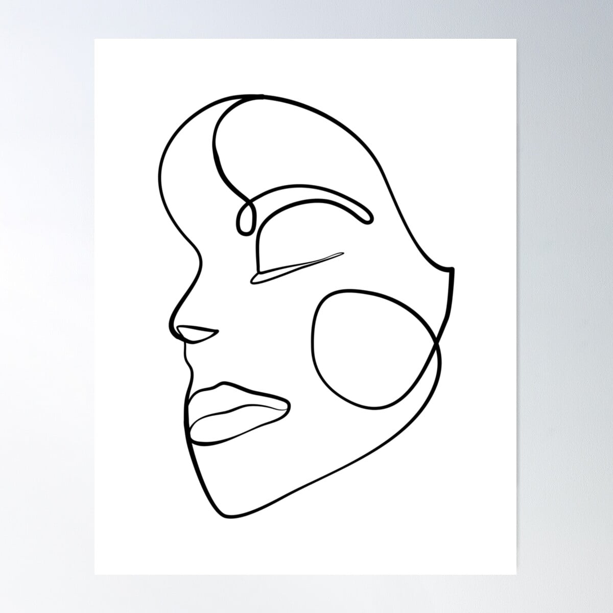 Minimalist One Line Female Face Drawing Poster Wall Art, Modern Wall ...