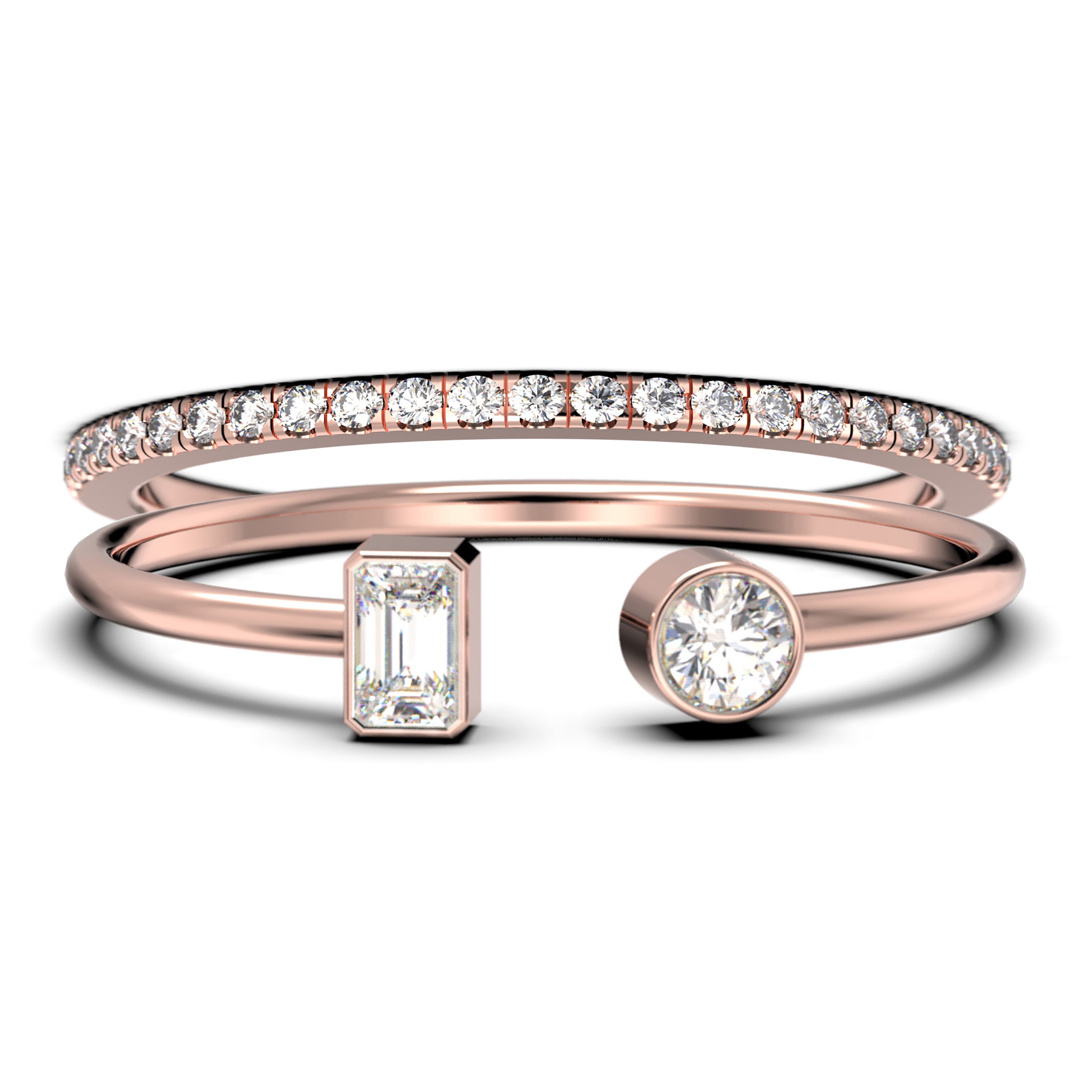 Minimalist Open Band Ring 1.30 Carat Round Cut Diamond Moissanite ...