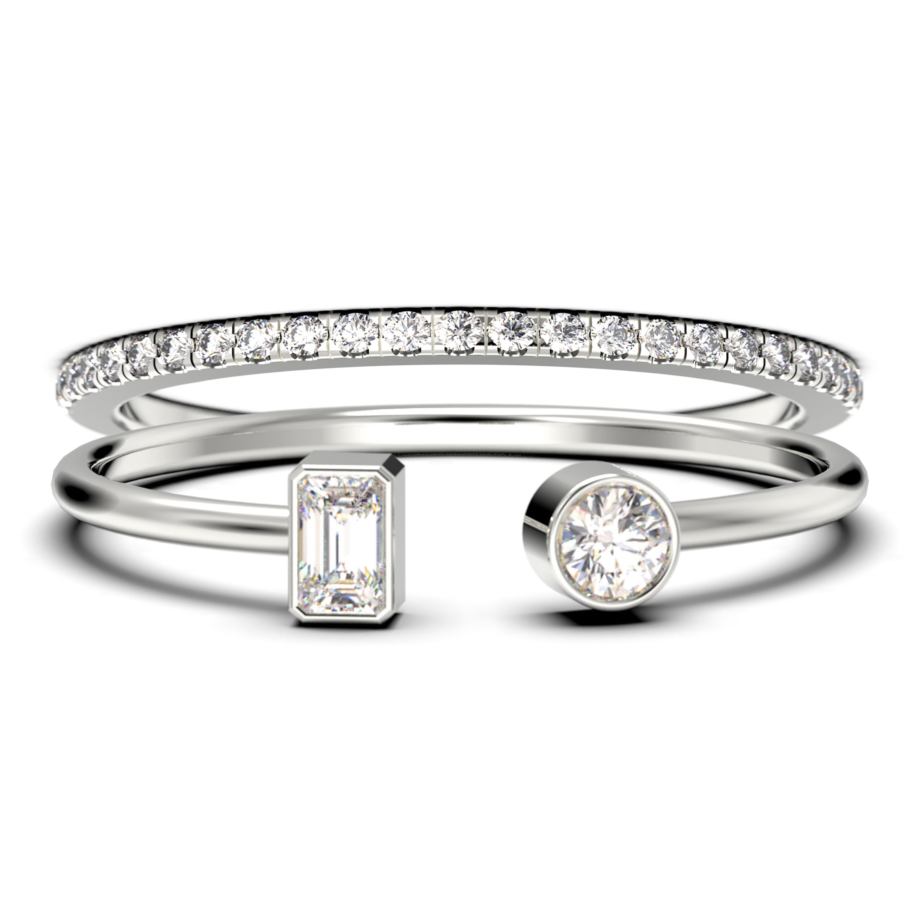 Minimalist Open Band Ring 1.30 Carat Round Cut Diamond Moissanite ...