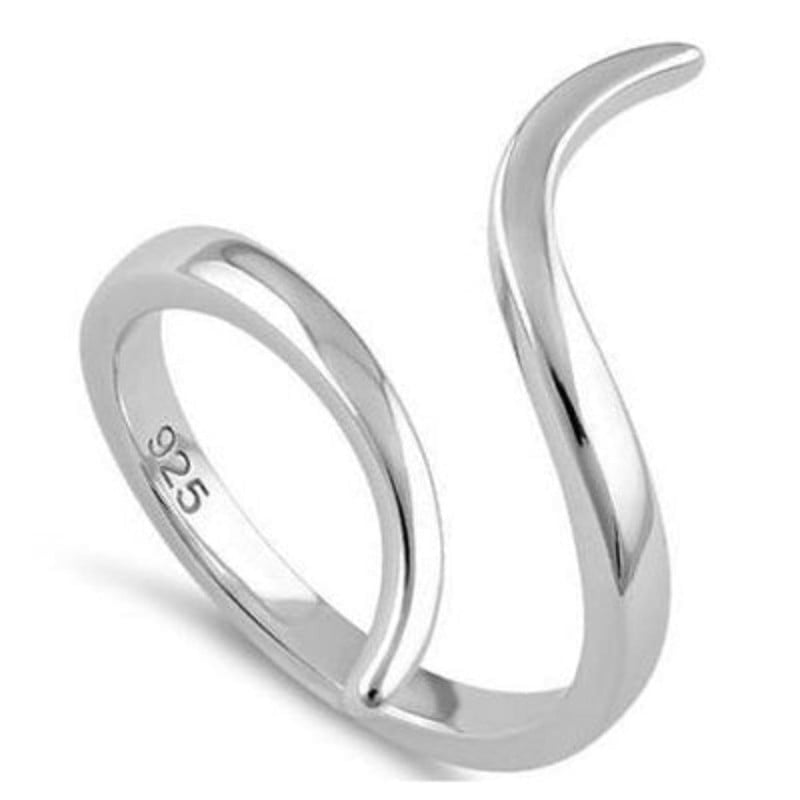 Minimalist Open Curve Ring, 925 Sterling Silver Adjustable Statement Band - Walmart.com