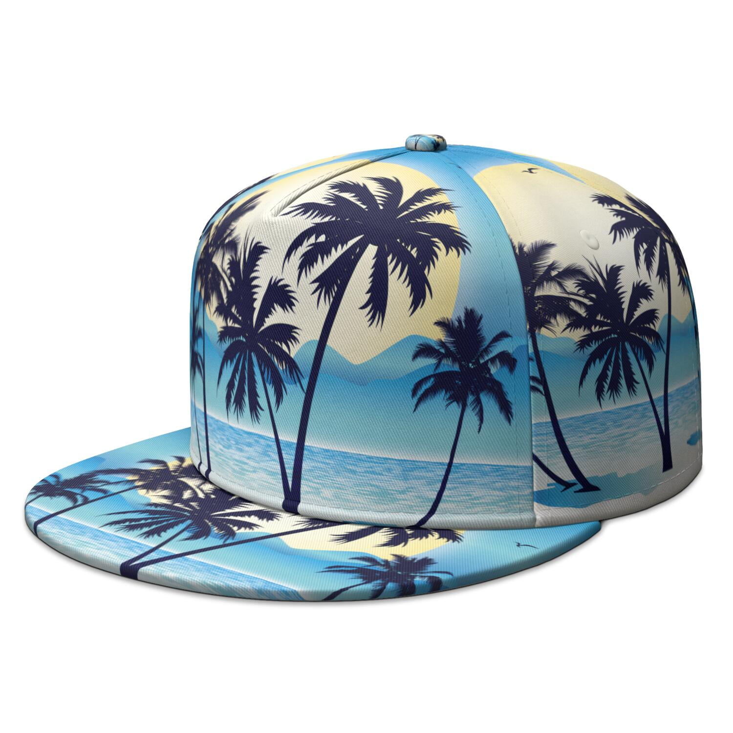 Minimalist Palm Tree Trucker Hat - Trendy Flat Visor Cap for Casual ...