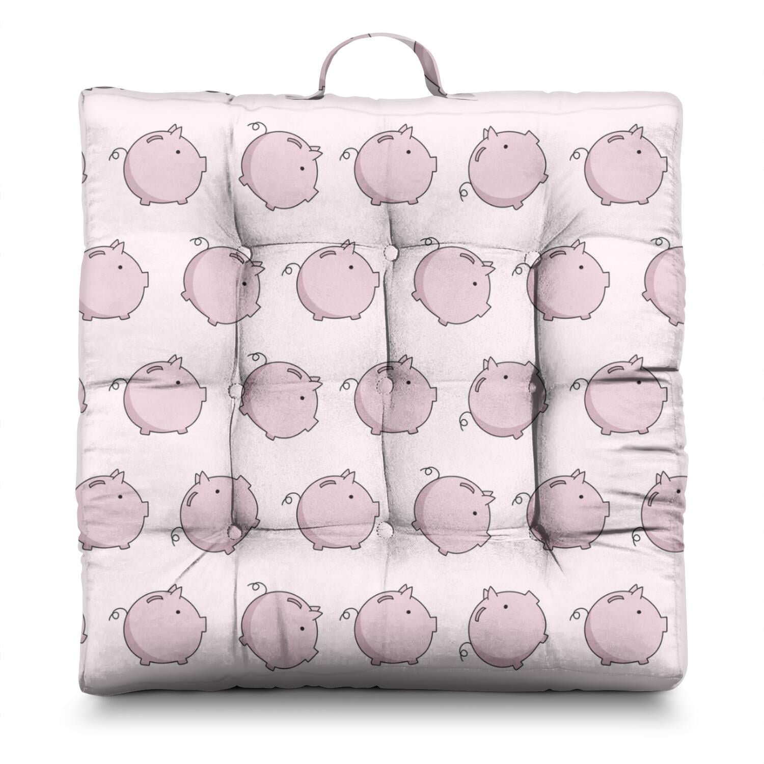 Minimalist Pig Print Meditation Cushion - 24" Square Thick Floor Pillow ...