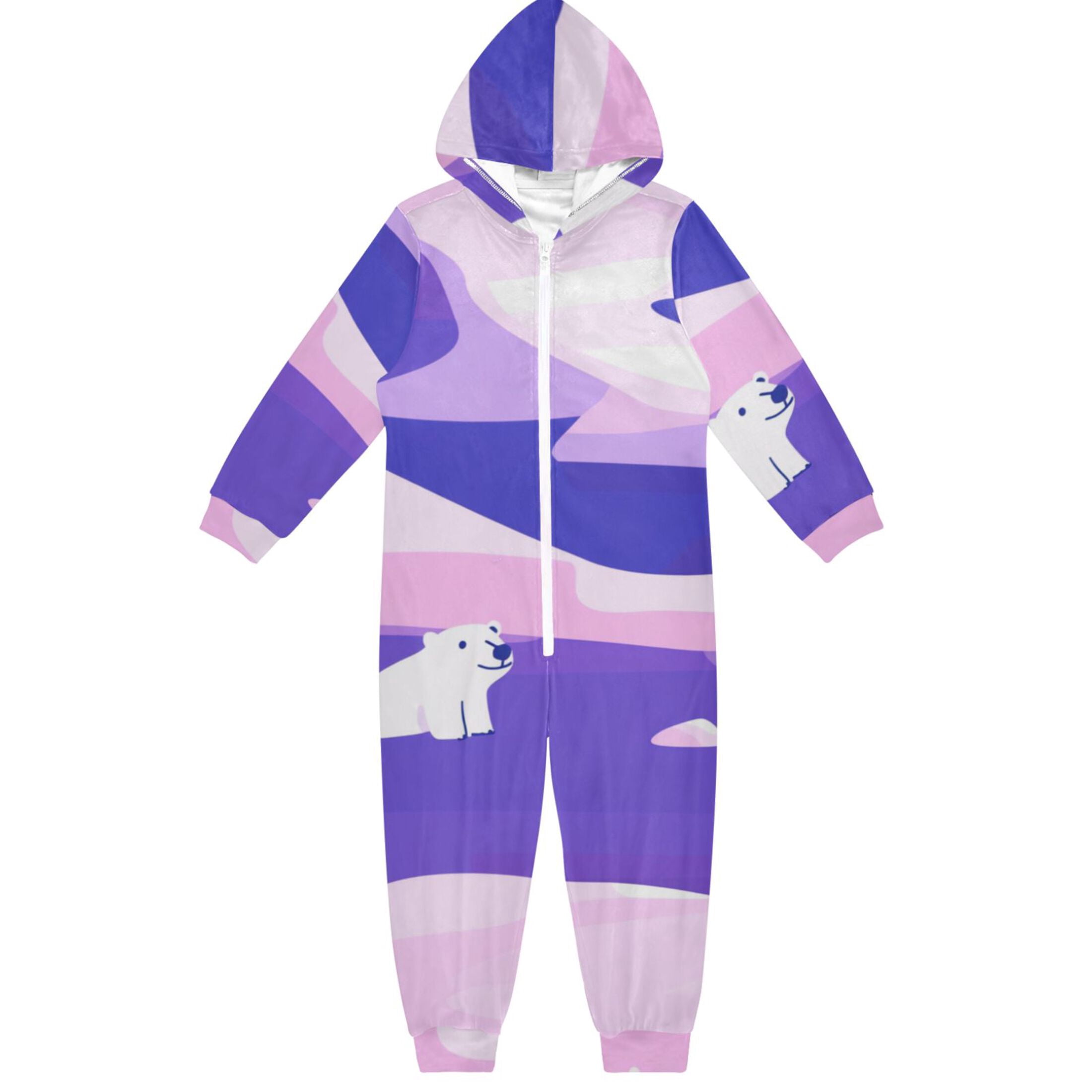 Minimalist Polar Bear Purple One Piece Pajamas Soft Jumpsuit Cozy Sleep ...