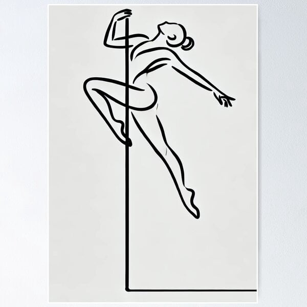 Minimalist Pole Dance Art Line Drawing Poster Wall Art, Modern Wall ...