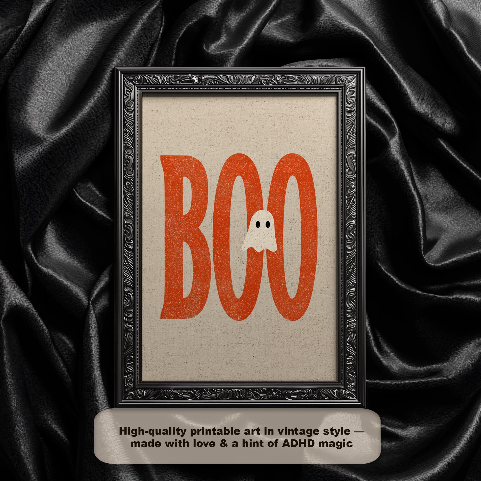 Minimalist Print, Boo Wall Art, Cute Ghost Decor, Modern Spooky Season ...