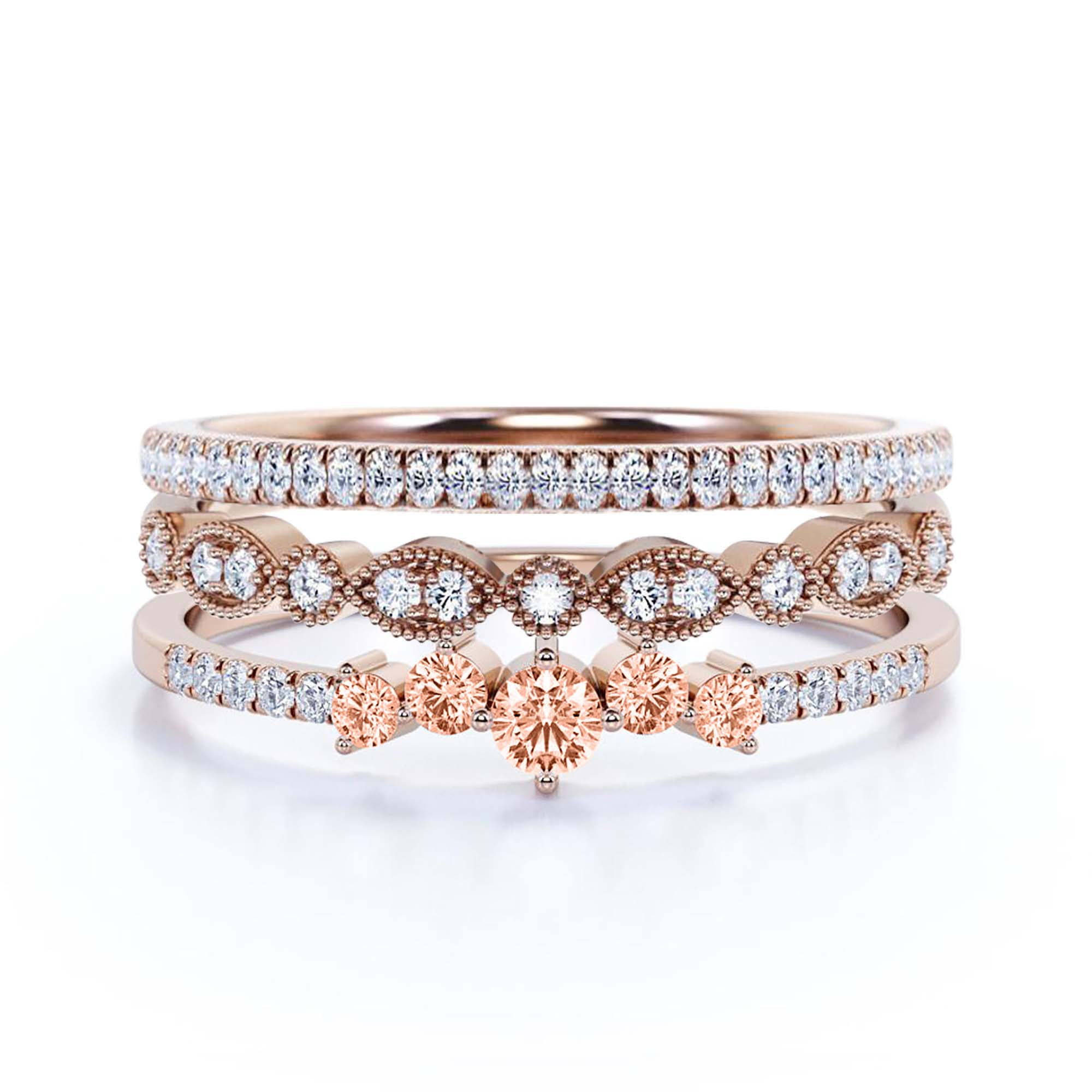 Minimalist Promige Ring 1.60 Carat Round Cut Morganite And Diamond ...