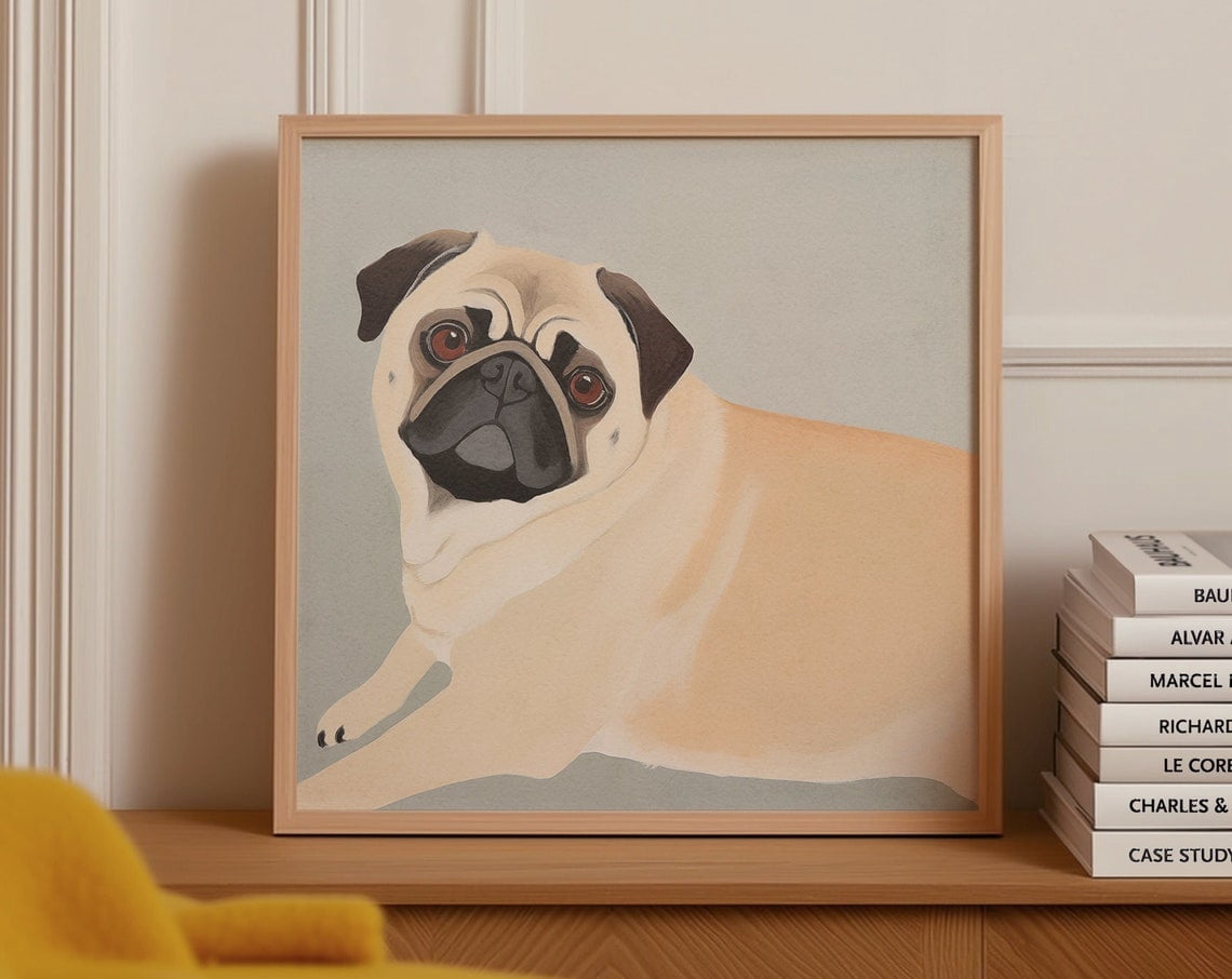 Minimalist Pug Print, Pug Gift, Cute Dog Wall Art, Dog Owner Gift ...
