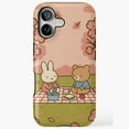 Minimalist Rabbit And Bear Picnic Cute Phone Case for iPhone 11 12 13 ...