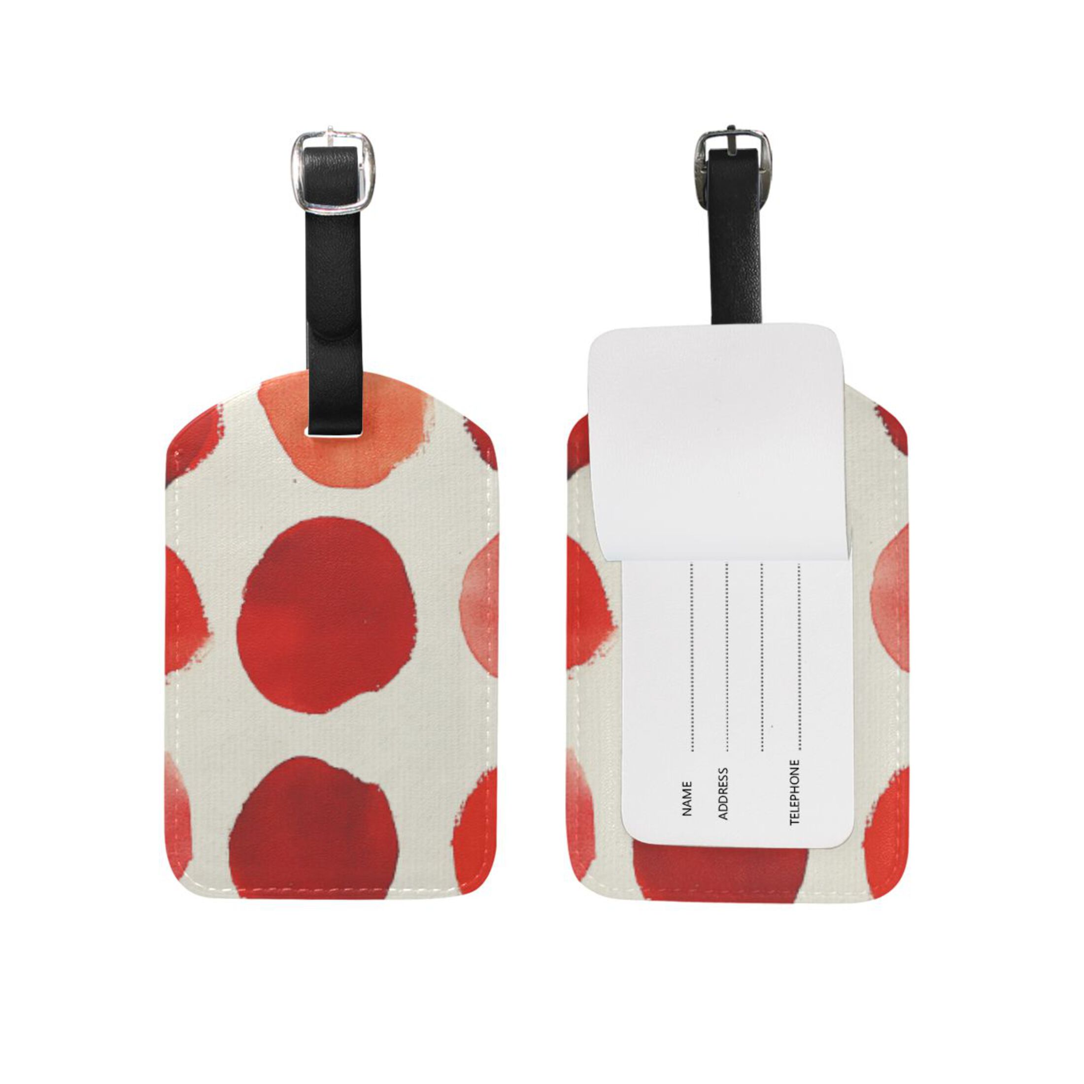 Minimalist Red Round Luggage Tags PU Leather Name ID Labels for ...