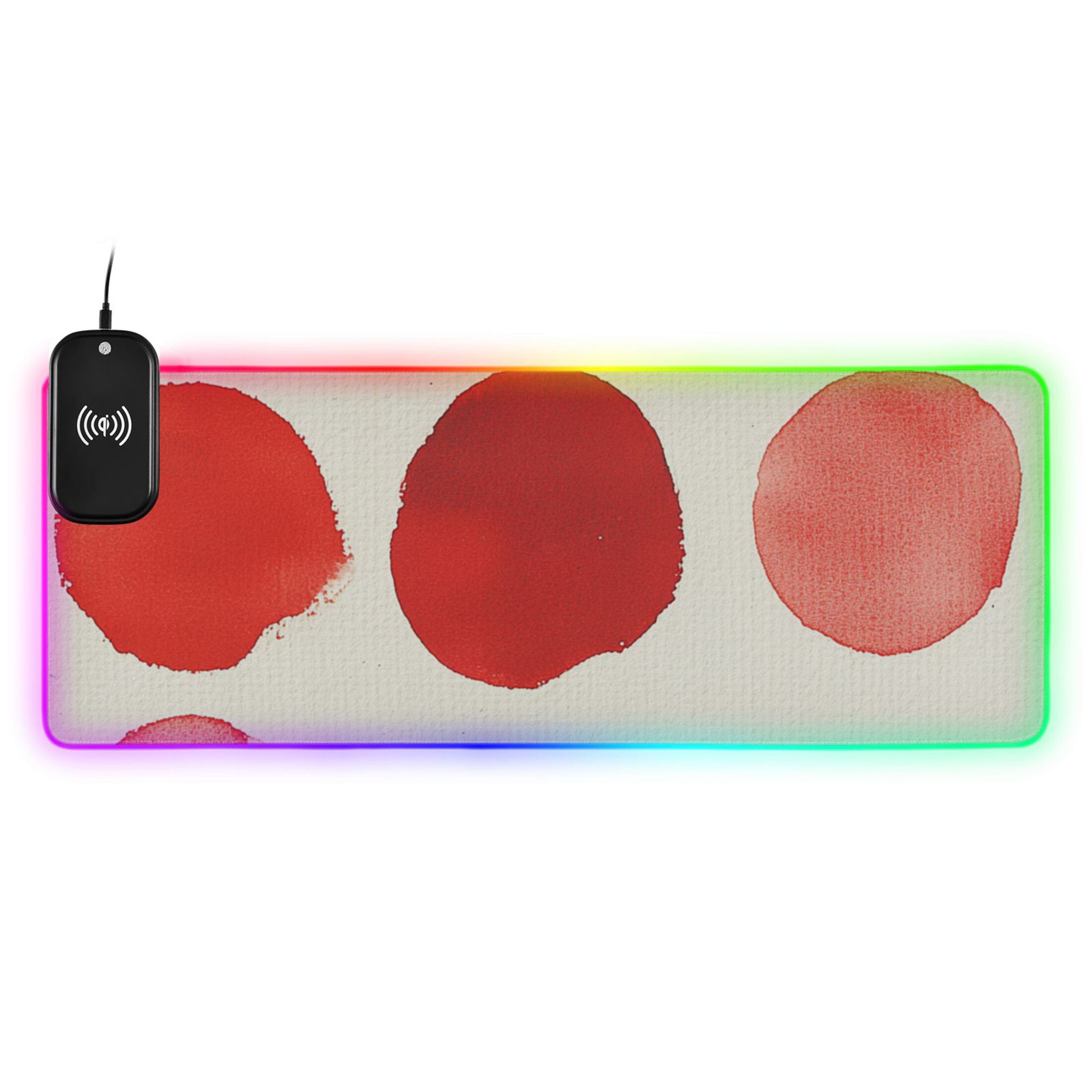 Minimalist Red Round Wireless Charging RGB Gaming Mouse Pad Large ...