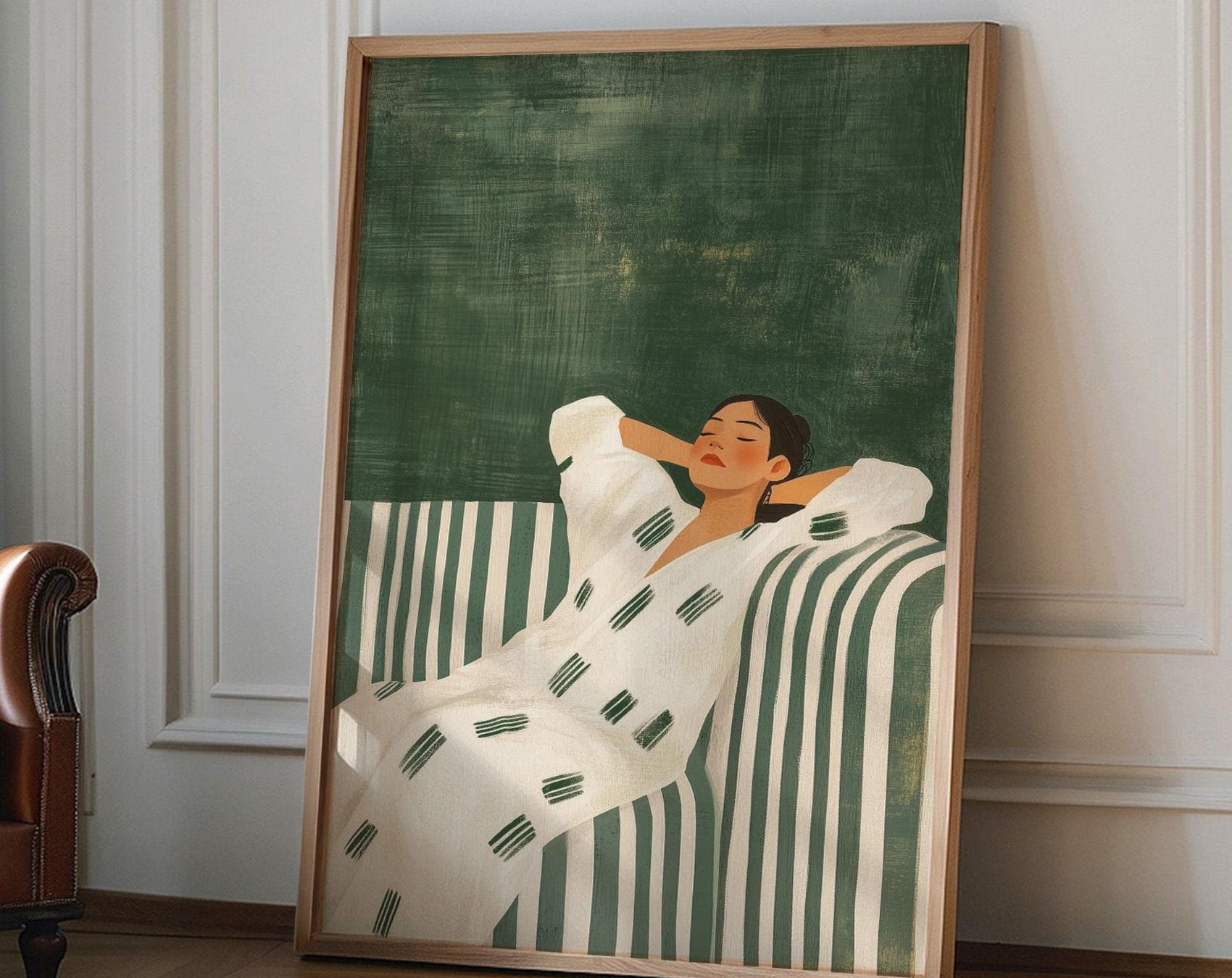 Minimalist Relaxation Art Print, Modern Woman Illustration Wall Decor ...