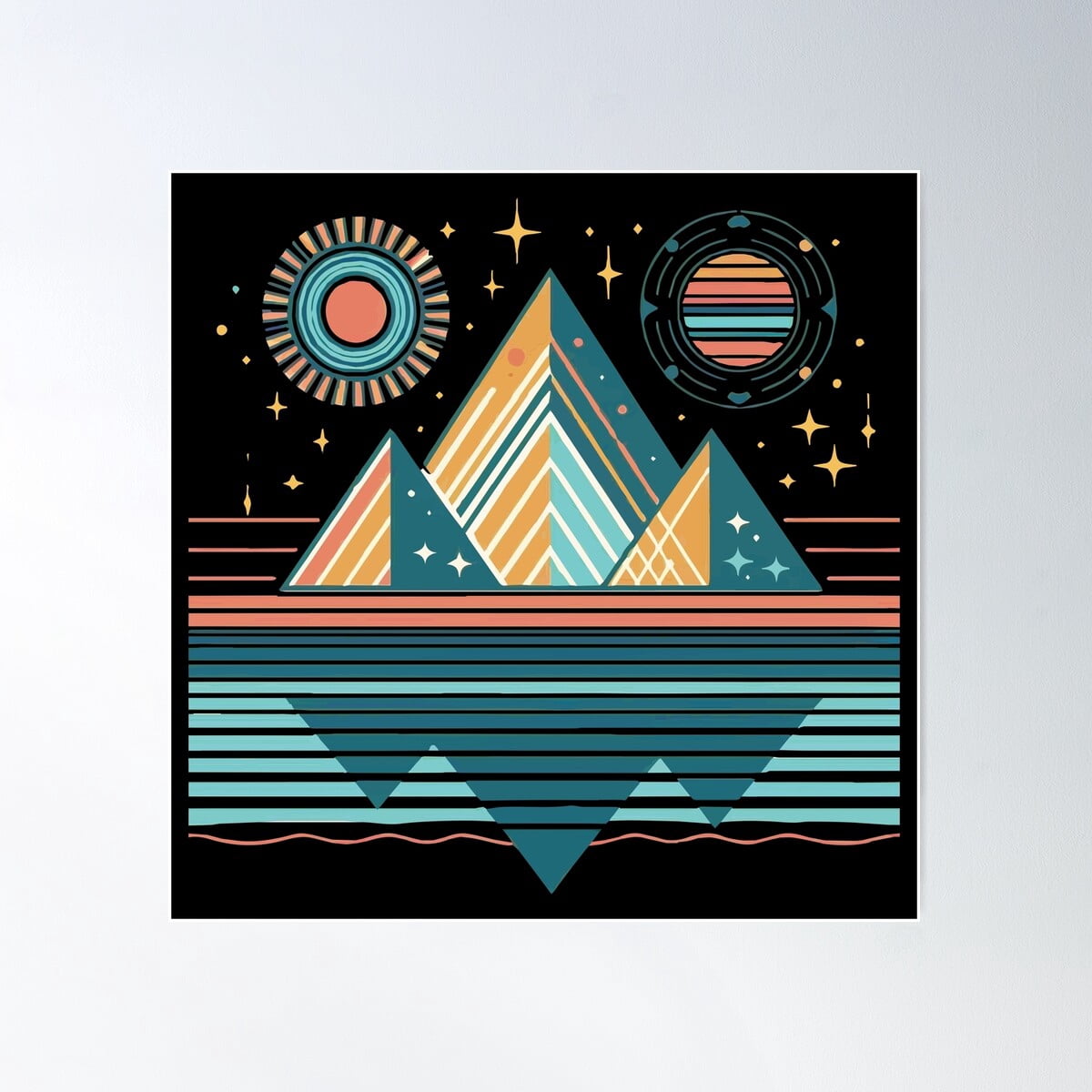 Minimalist Retro Geometric Design Of Egyptian Pyramids Poster Wall Art ...