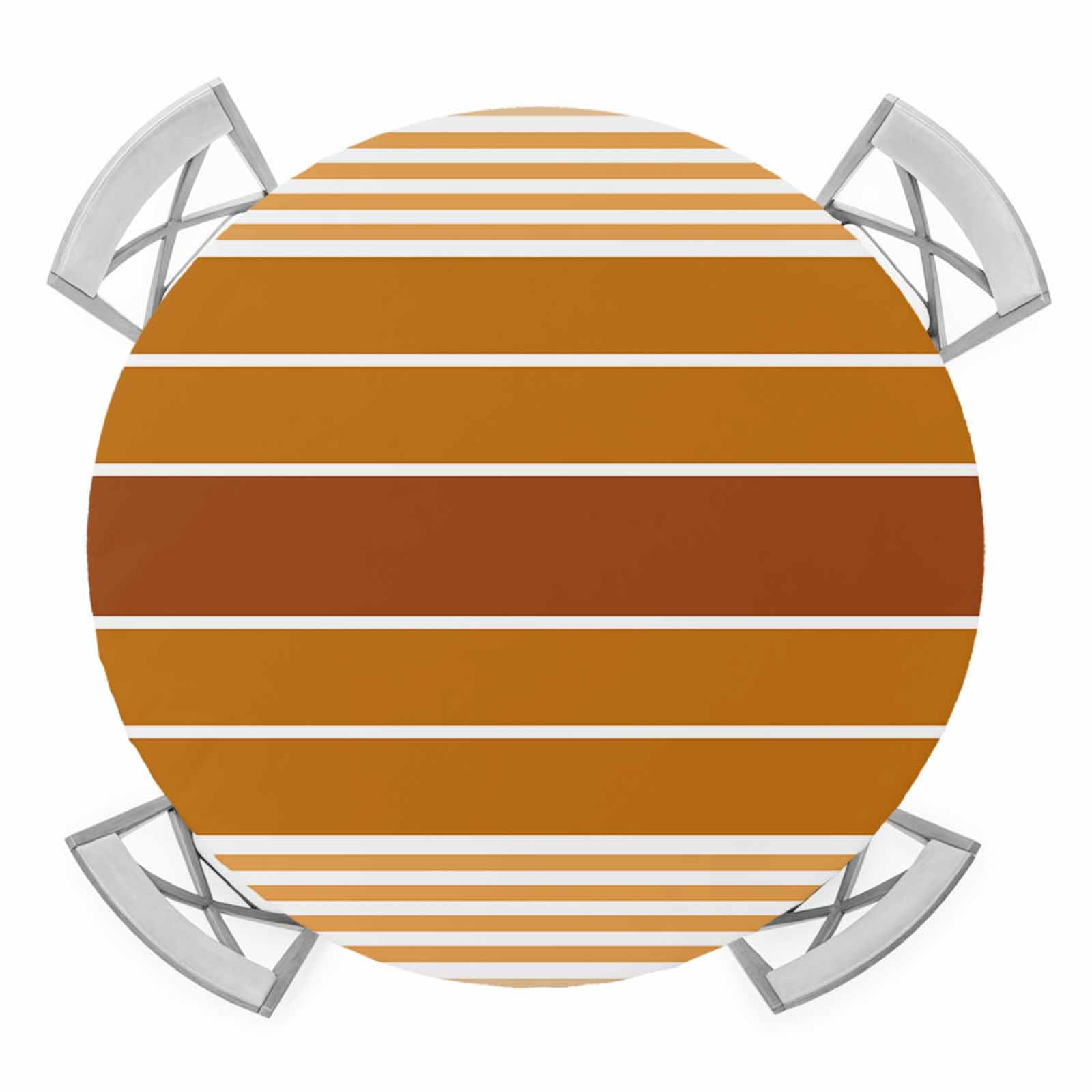 Minimalist Round Table Cover, Country Scorched Orange Gradient Stripe ...