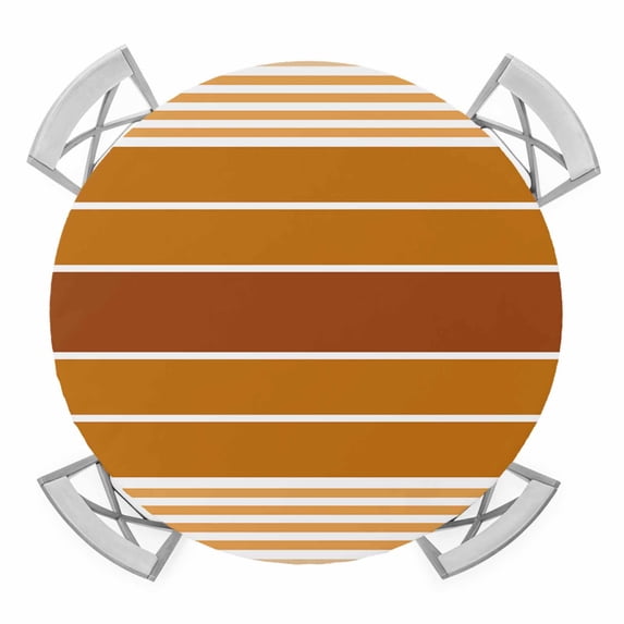 Minimalist Round Table Cover, Country Scorched Orange Gradient Stripe ...