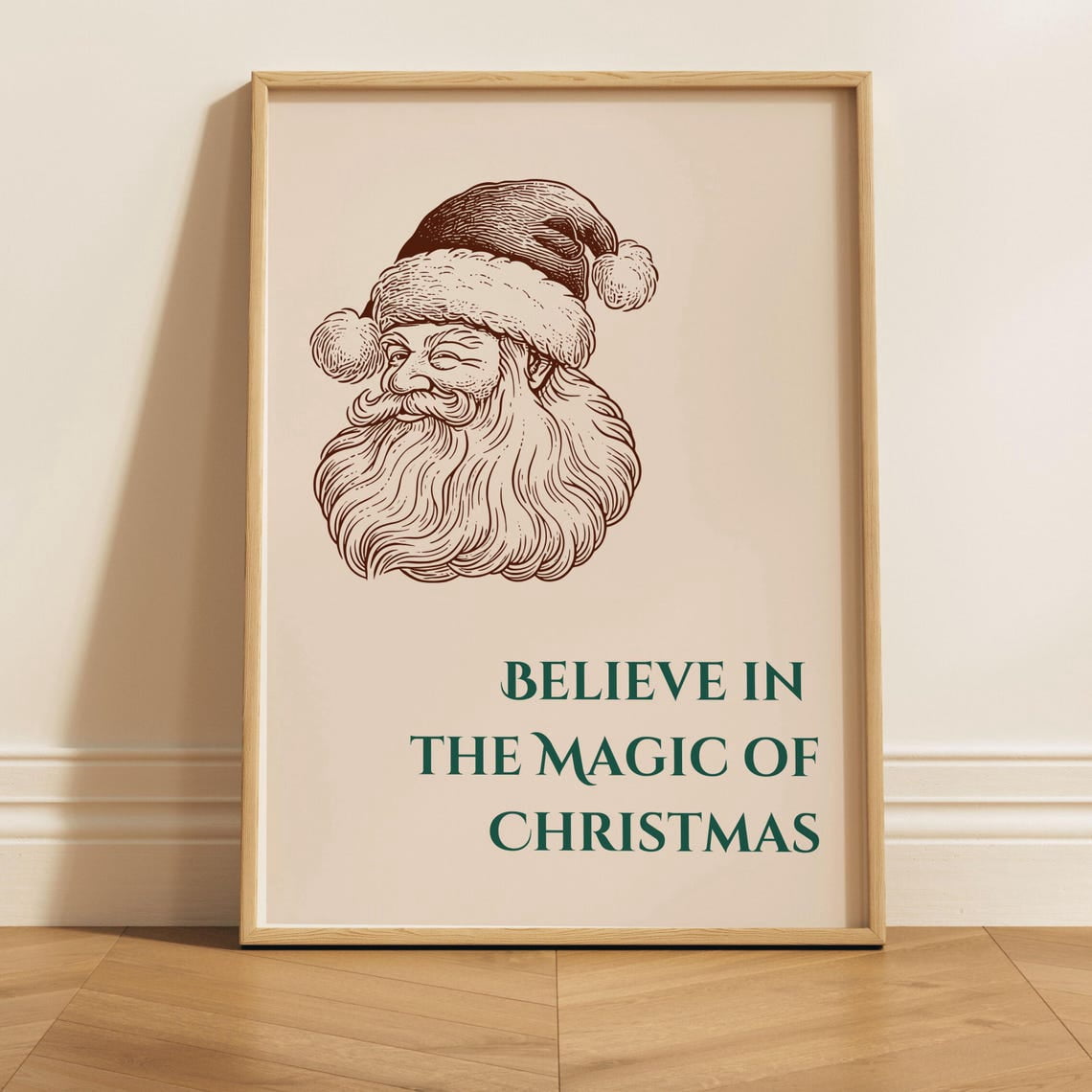 Minimalist Santa Claus Head With Winking Outline Believe In The Magic ...