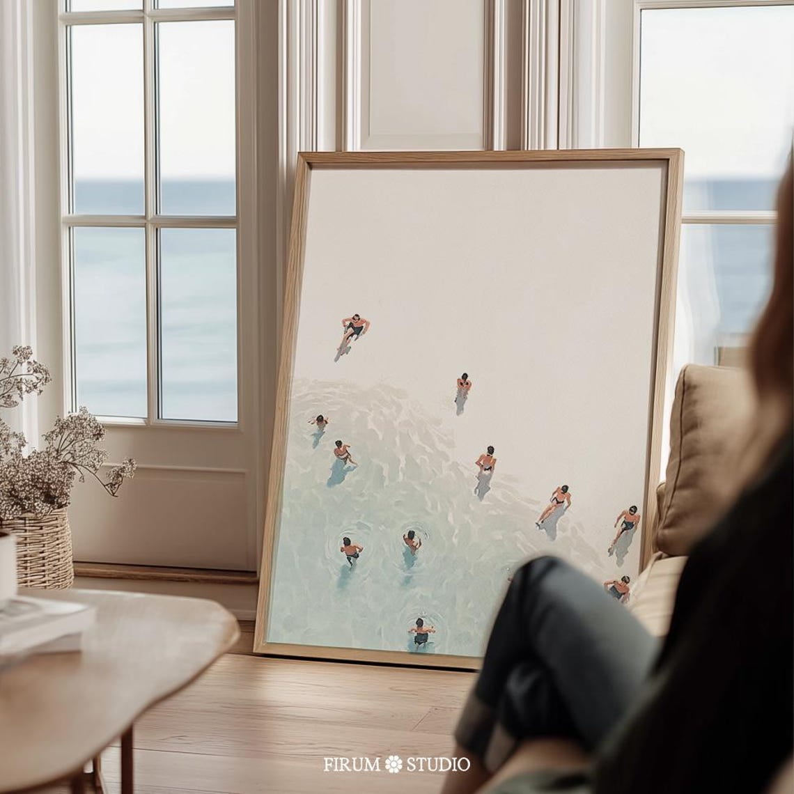 Minimalist Seaside Swimmers Wall Art, Light Coastal Summer Printable ...
