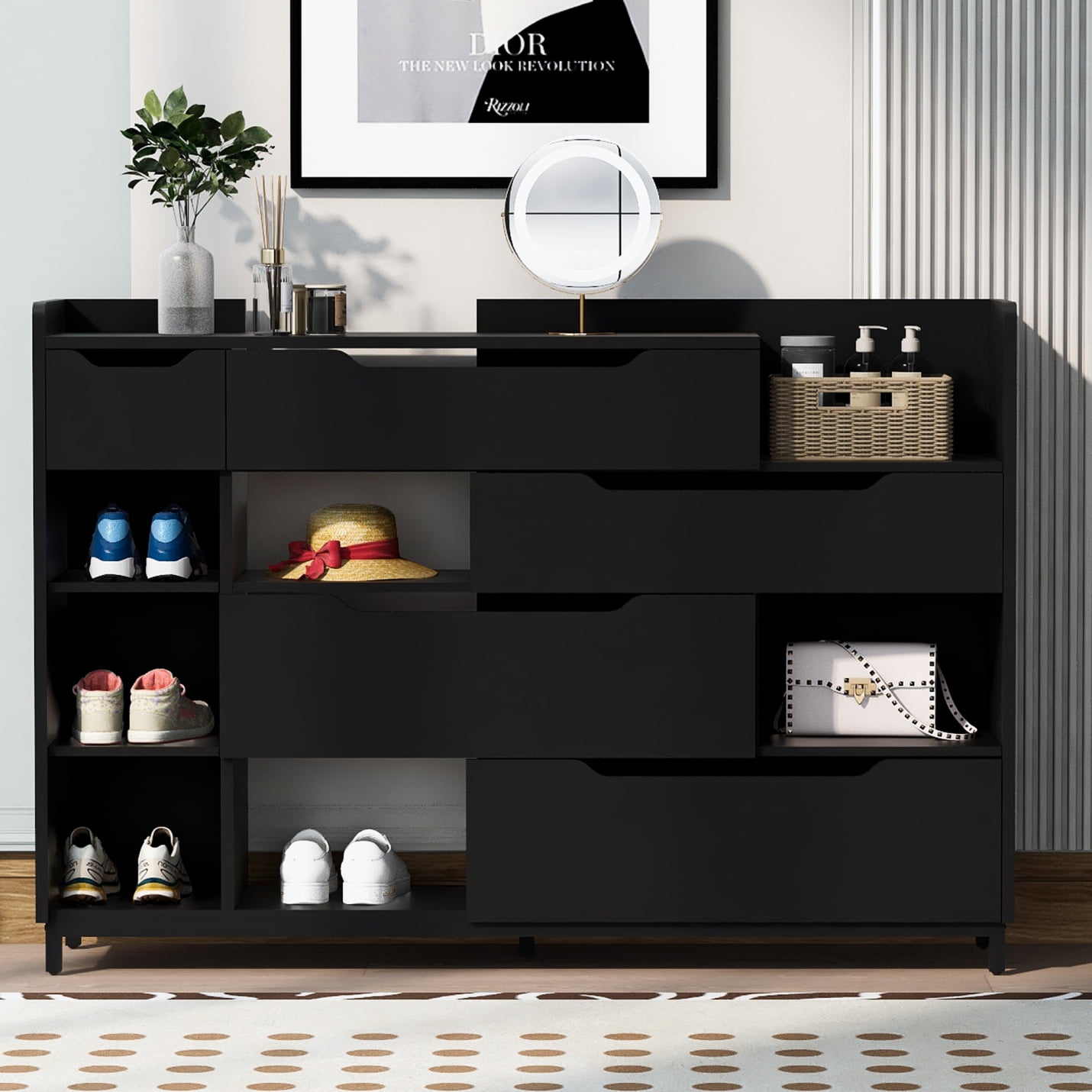 Minimalist Shoe Rack with 5 Drawers and Spacious Top, Modern Shoe ...