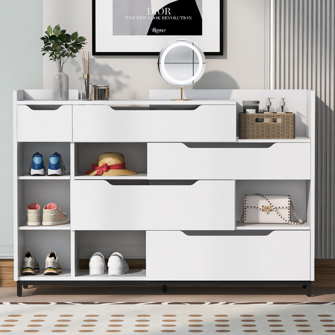 Minimalist Shoe Rack with 5 Drawers and Spacious Top, Modern Shoe ...