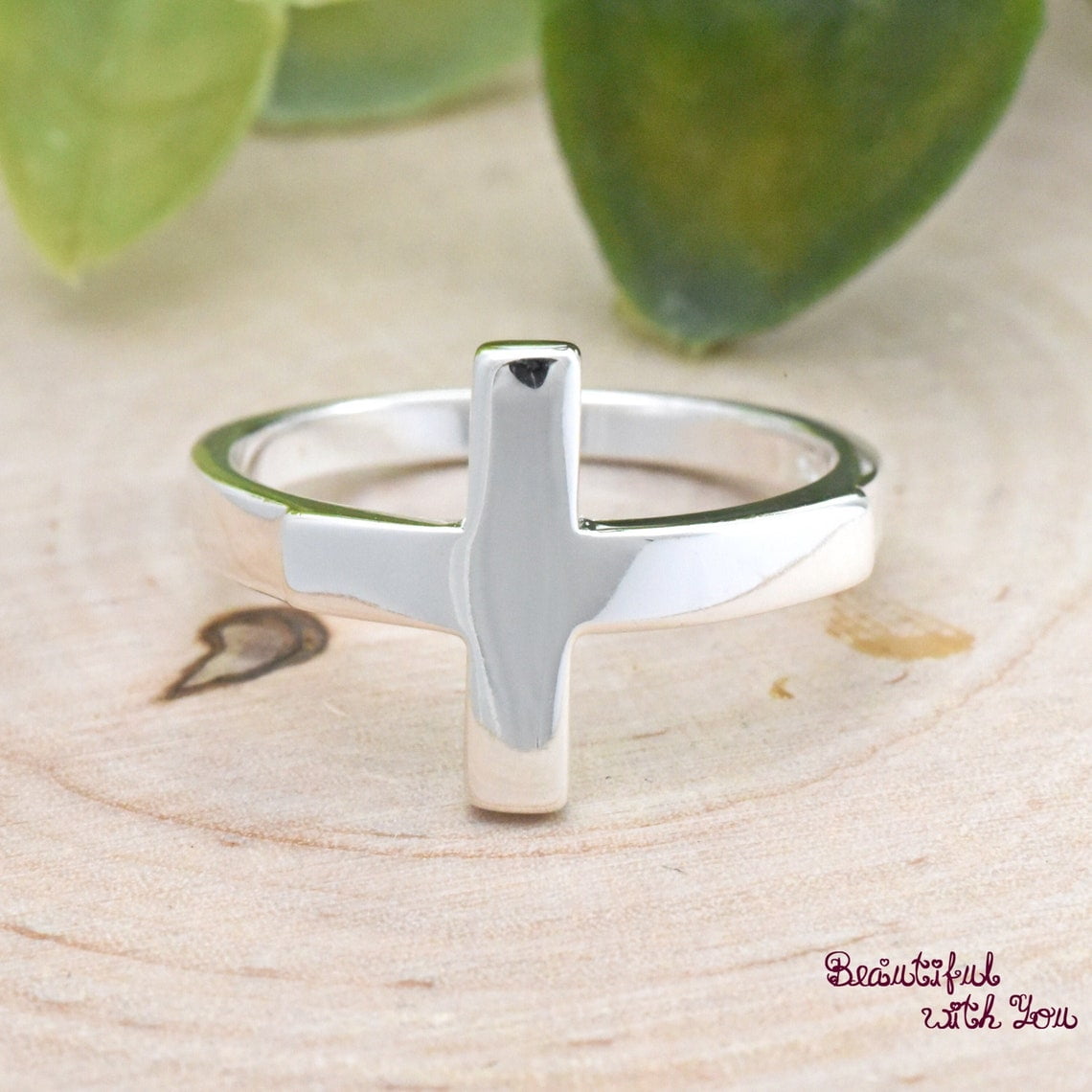 Minimalist Sideways Cross Ring, Big Sideways Cross Ring, 925 Sterling ...