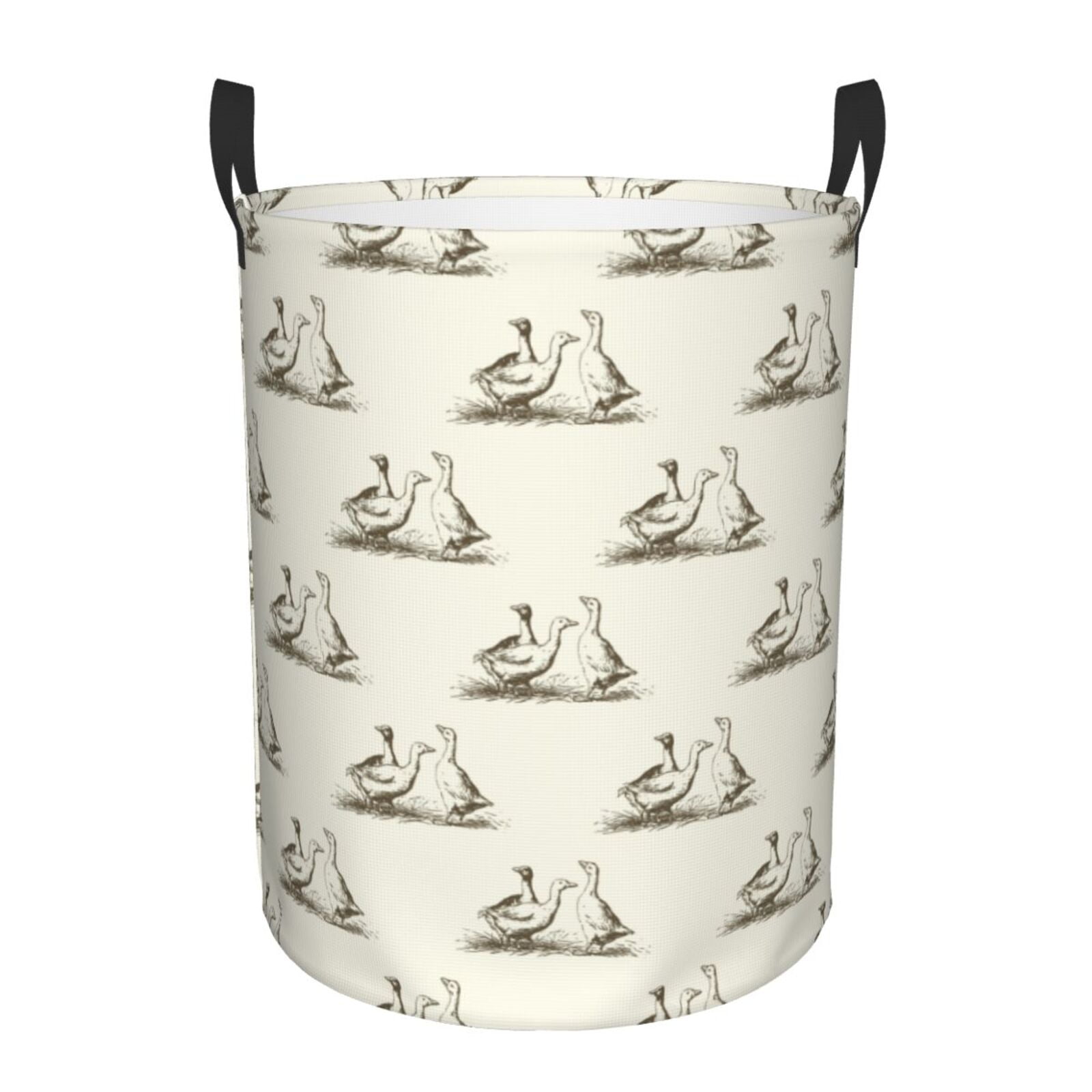 Minimalist Sketch Cute Duck Round Laundry Basket, Laundry Hamper with ...
