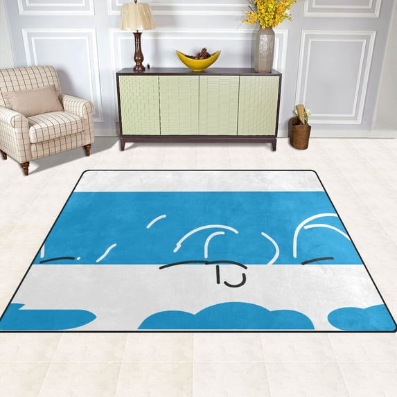 Minimalist Sky with White Clouds 80''x58'' Extra Large Plush Memory ...