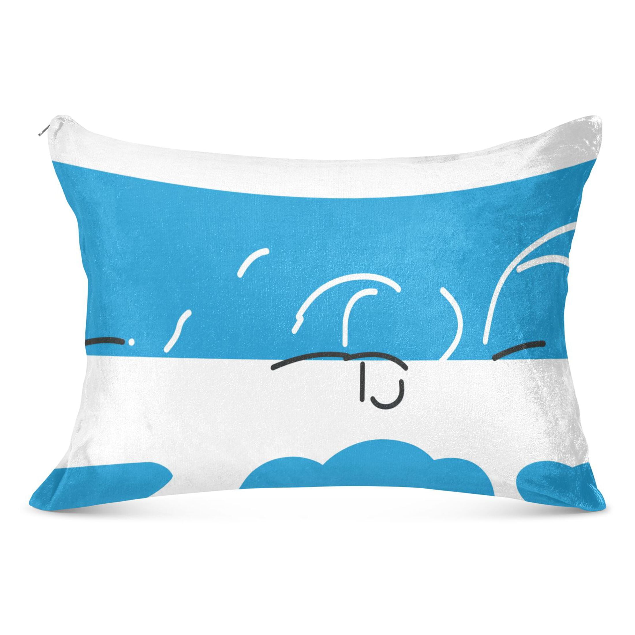 Minimalist Sky with White Clouds Soft Plush Pillow Cover, Zippered ...