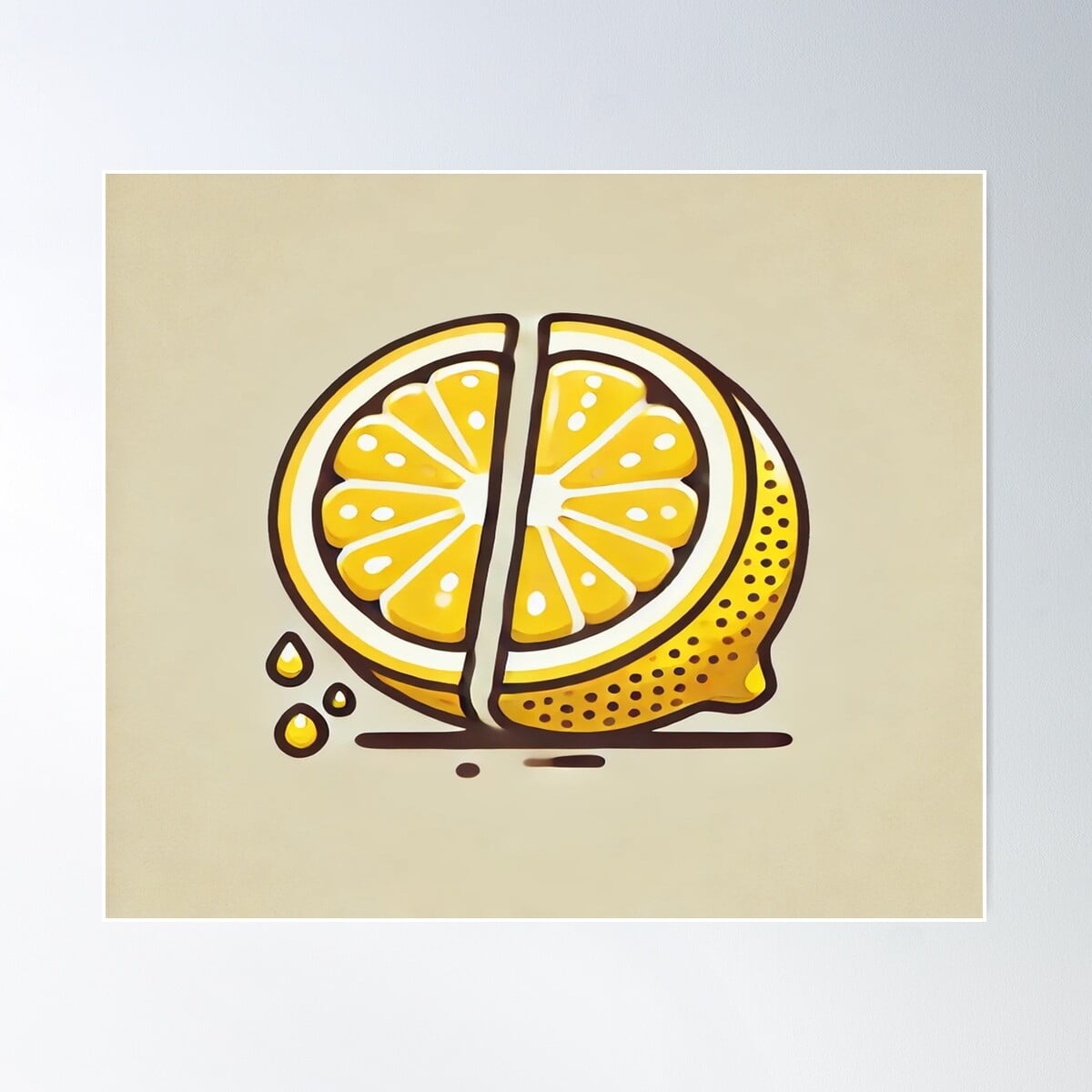 Minimalist Sliced Lemon Design Poster Wall Art, Modern Wall Decor For ...