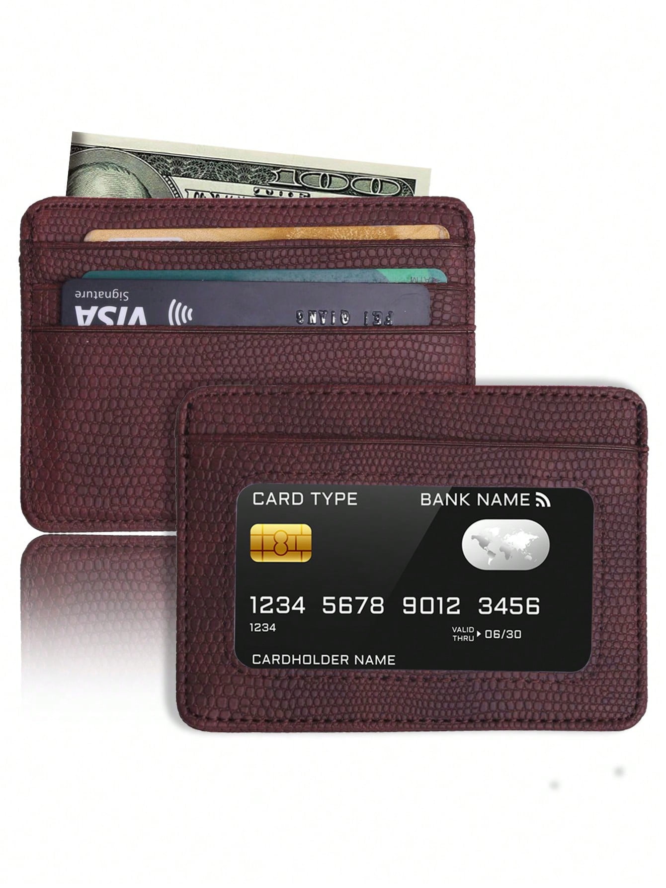 Minimalist Slim Credit Card Holder With Transparent ID Window, Small ...