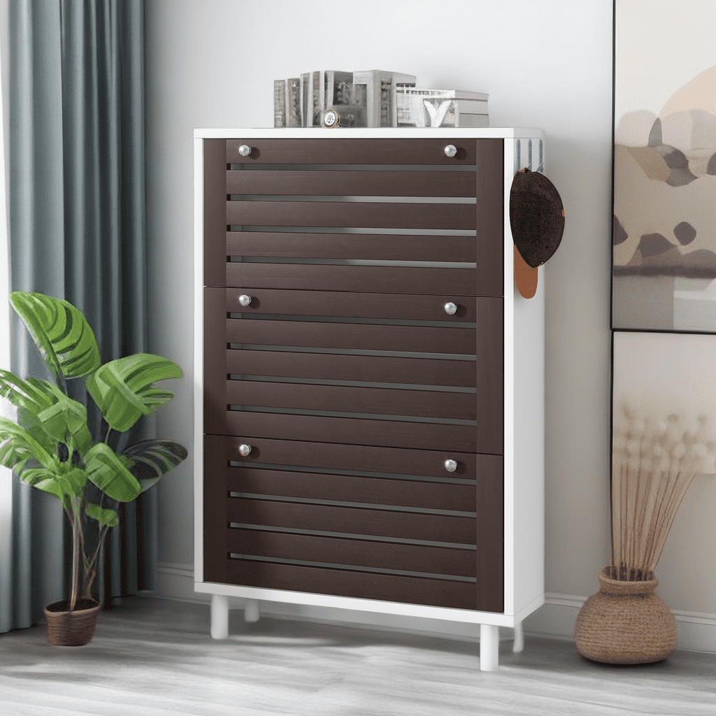 Minimalist Slim Shoe Storage Cabinet with Hanging Hooks, Slits Design ...