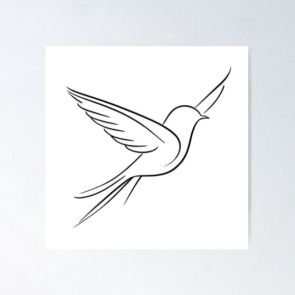 Minimalist Small Black Line Art Bird - Elegant And Simple Design For ...
