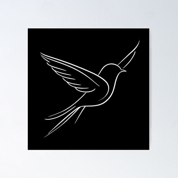 Minimalist Small White Line Art Bird - Elegant And Simple Design For ...