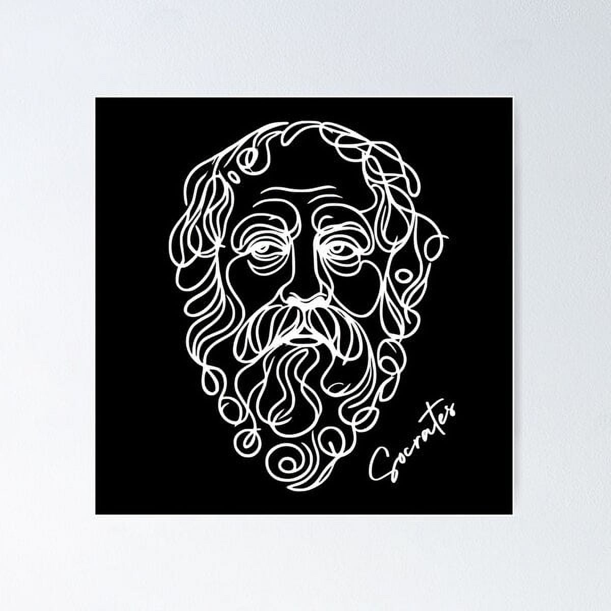 Minimalist Socrates (Dark Mode With Name) Poster Wall Art, Modern Wall ...
