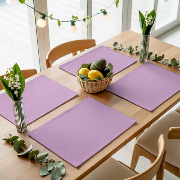 Minimalist Solid Color Lilac Placemats Set of 4,Wipeable Washable Table ...