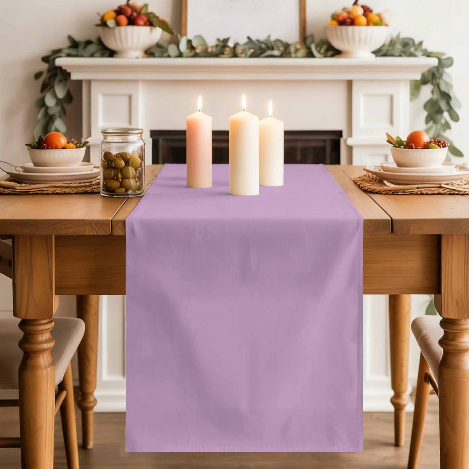 Minimalist Solid Color Lilac Table Runner 13x90in Non-Slip Cotton Linen ...