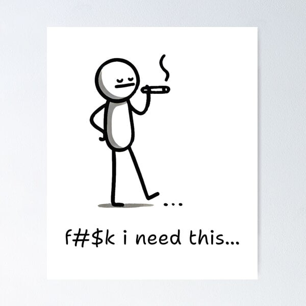 Minimalist Stick Figure Smoking Poster Wall Art, Modern Wall Decor For ...