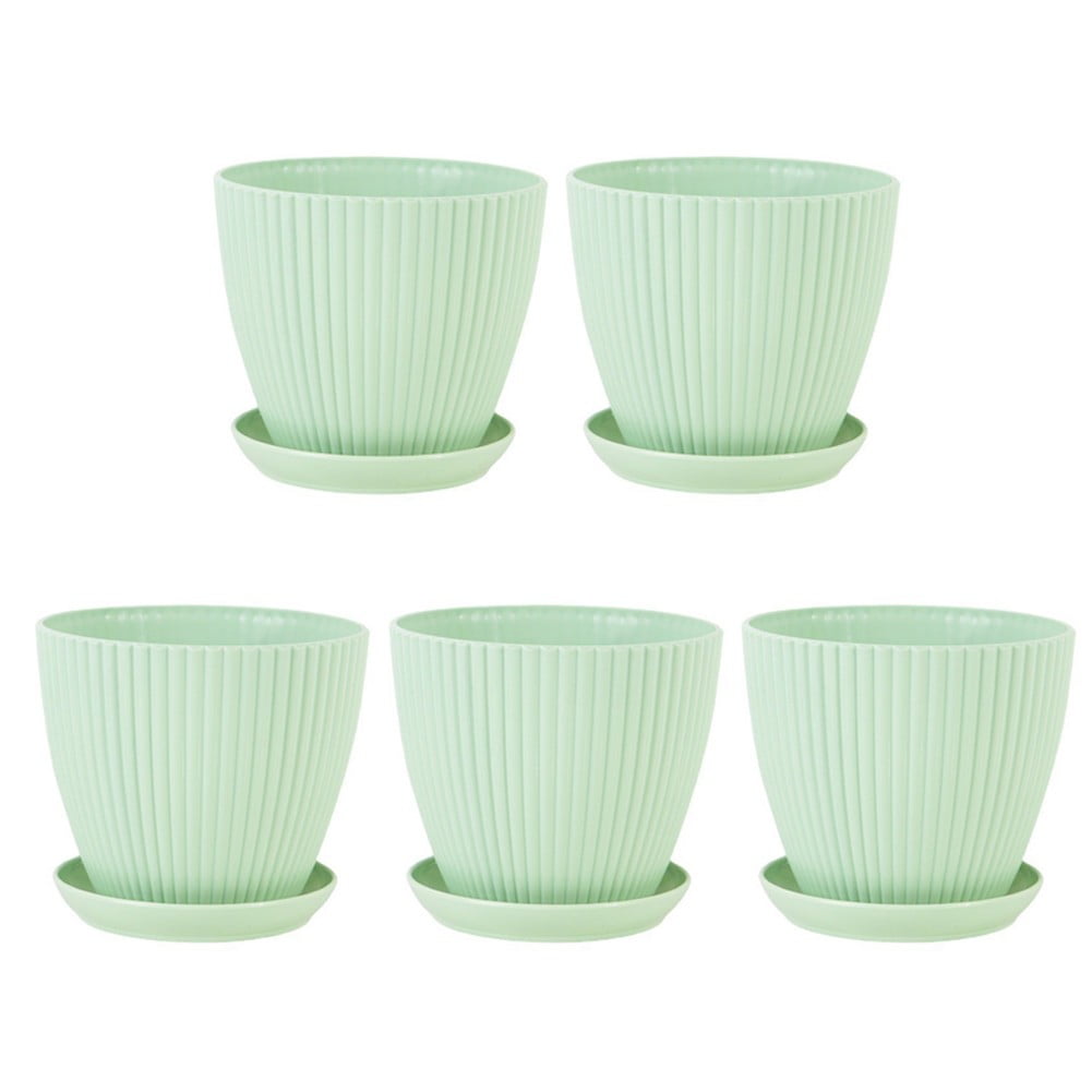 Minimalist Striped 6-Inch Plastic Flower Pots with Drainage Holes and ...