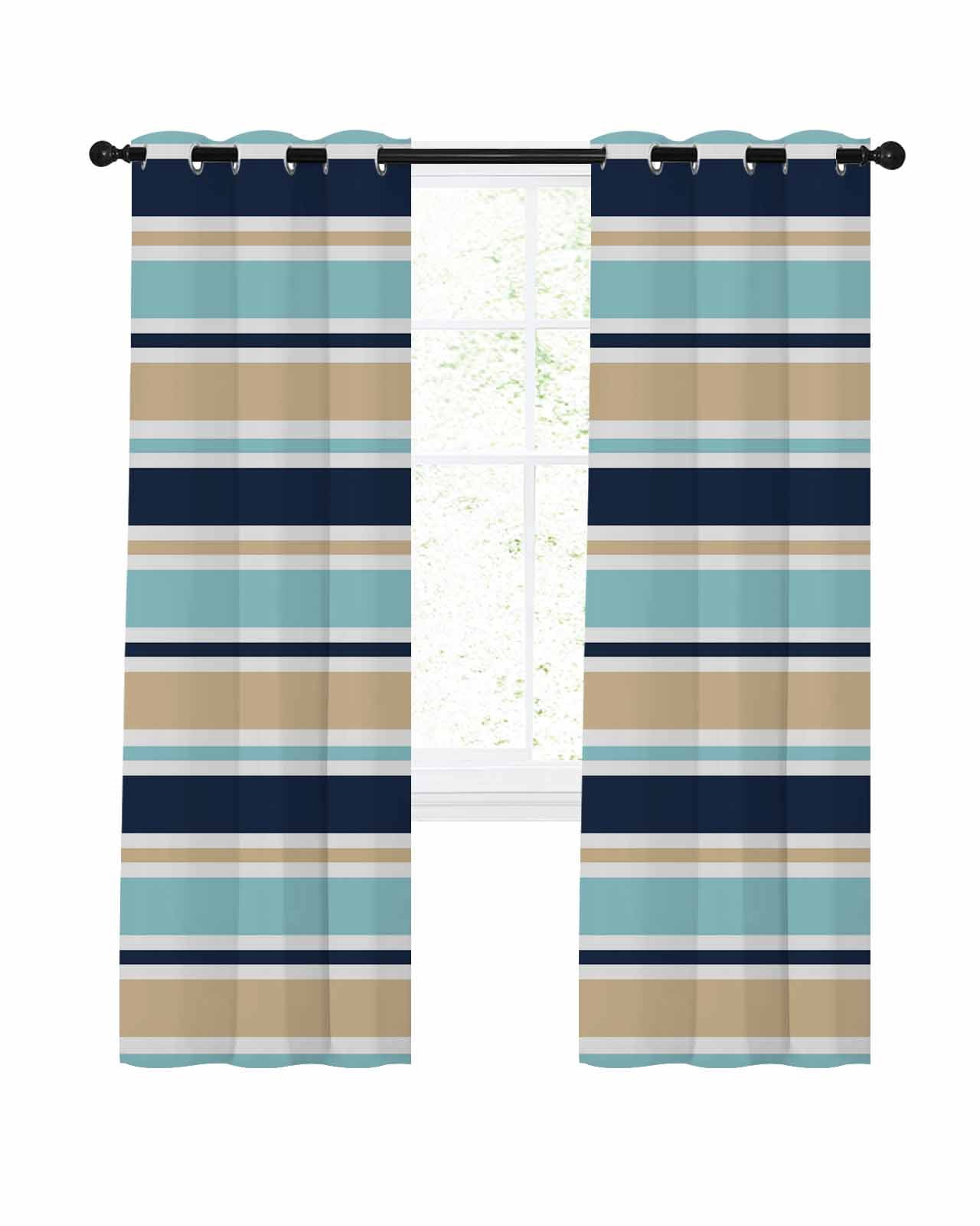 Minimalist Stripes Blackout Curtains for Bedroom Living Room, Teal Navy ...
