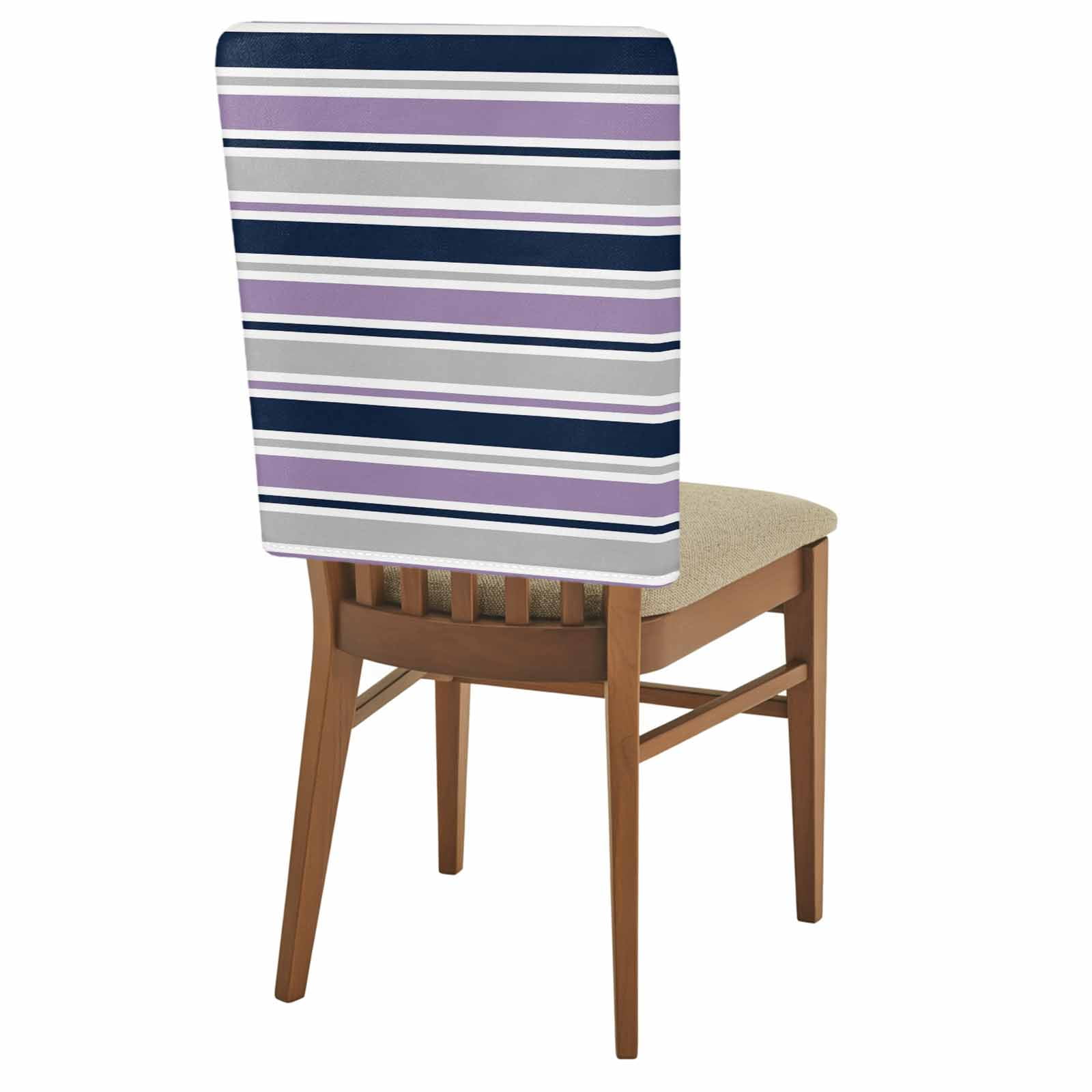 Minimalist Stripes Chair Back Covers Set of 6, Navy Blue Purple Gray ...
