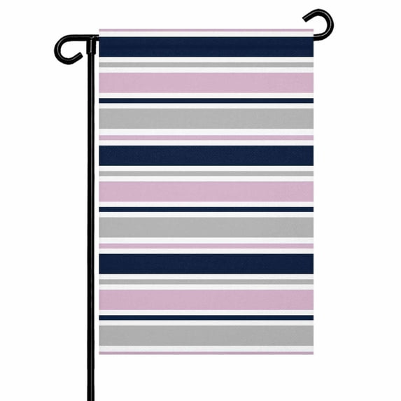 Minimalist Stripes Garden Flag 12x18 Inch Navy Blue Pink Gray ...
