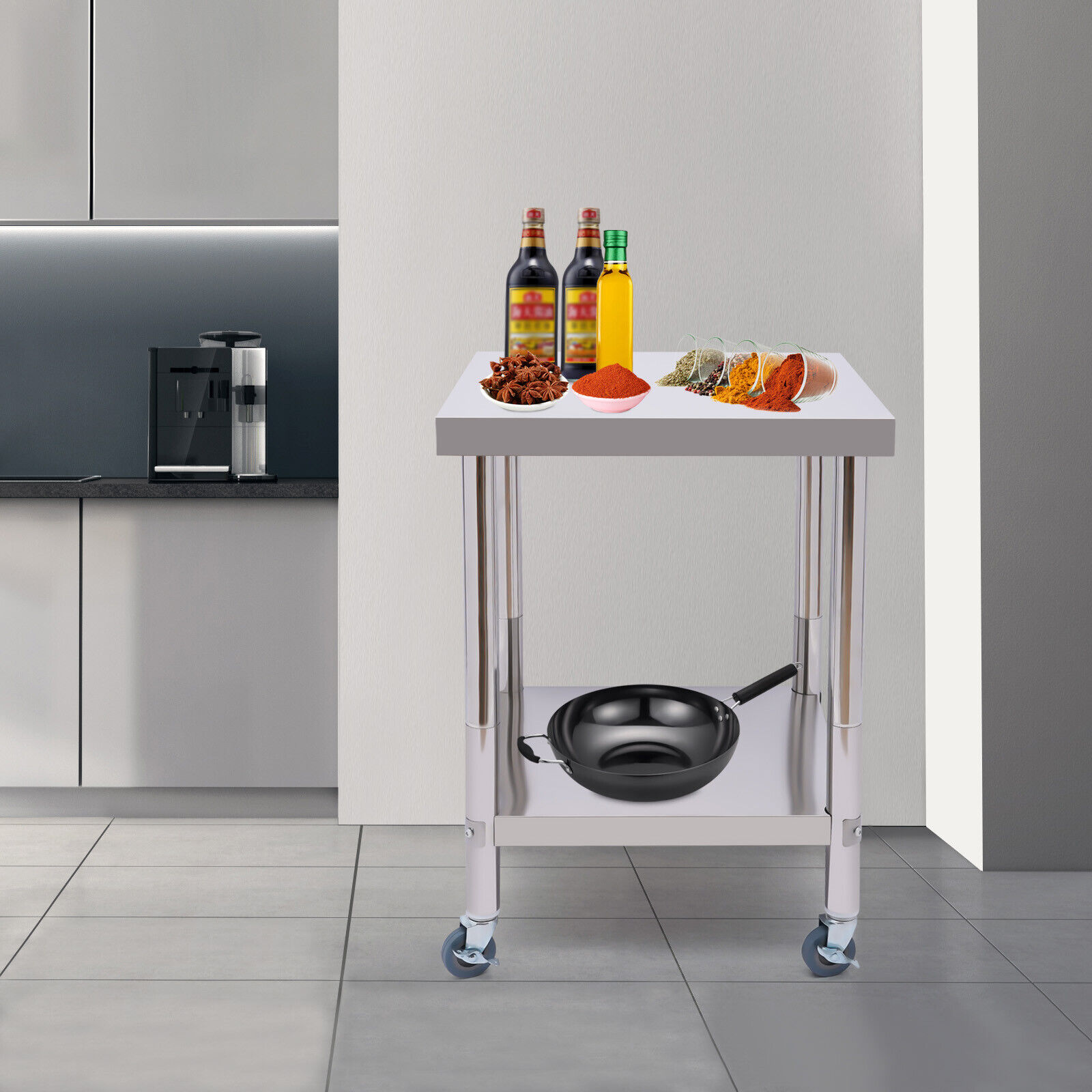 Minimalist Sturdy and Durable Commercial Stainless Steel Table for prep ...