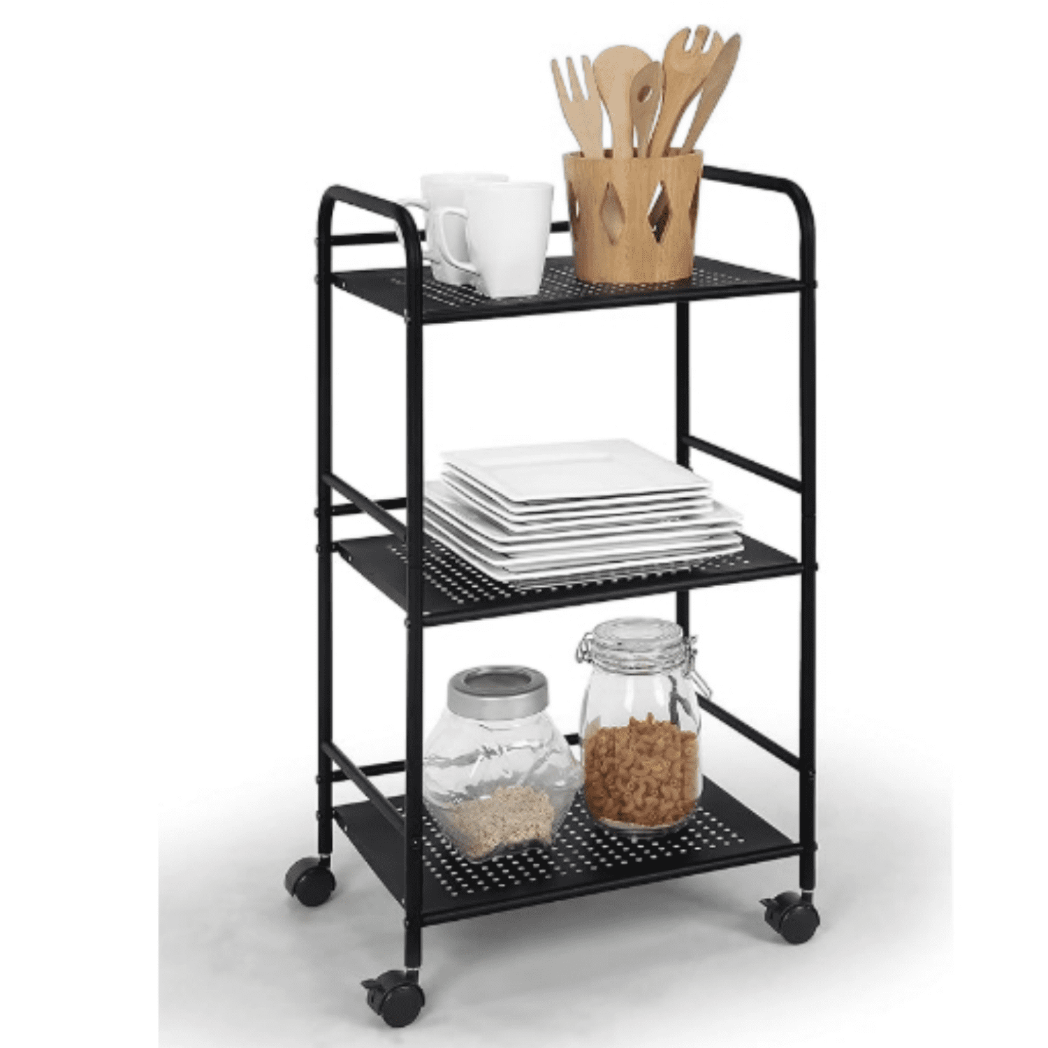Minimalist Style 3 Tier Utility Rolling Shelf Cart - Walmart.com