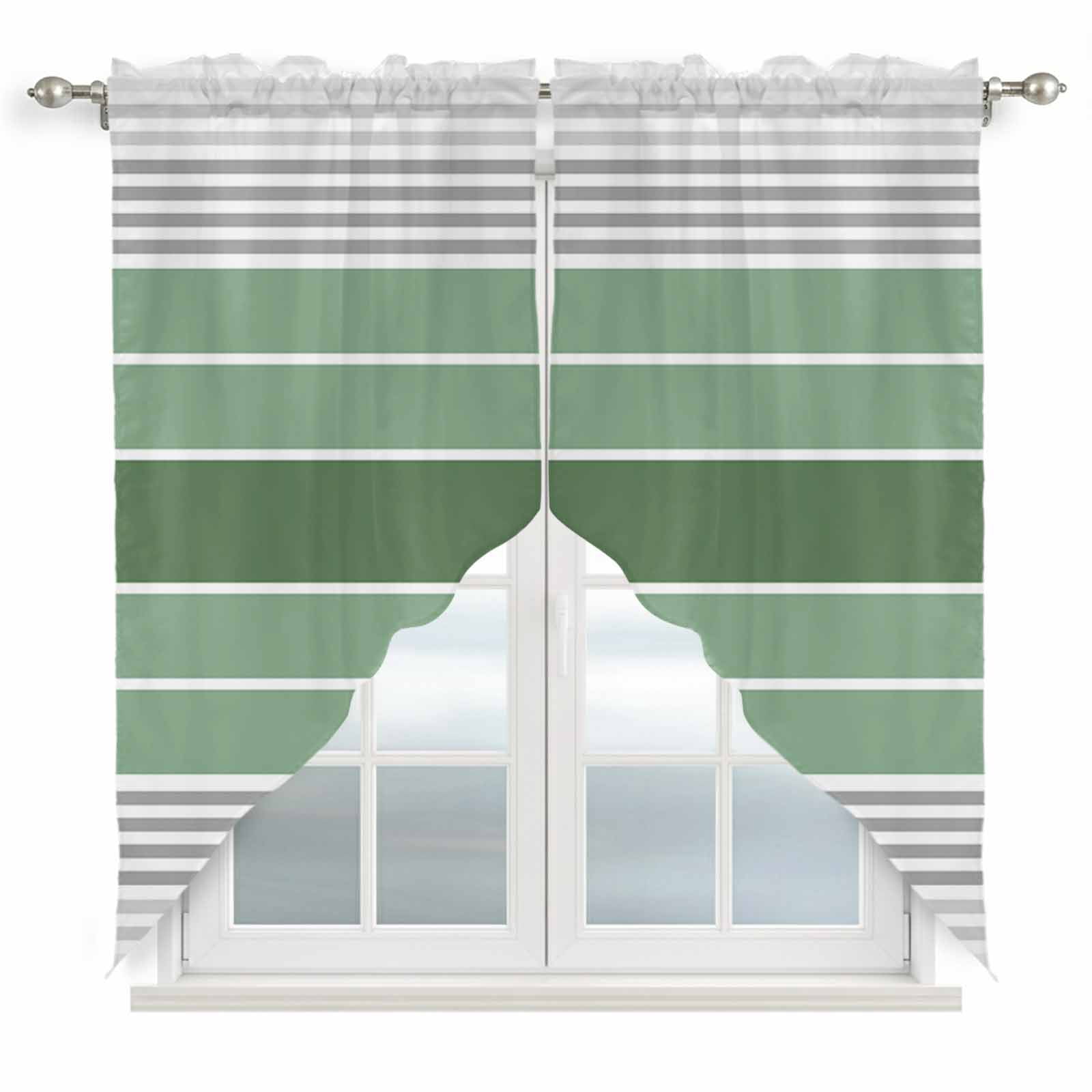 Minimalist Swag Curtain Valance for Window 2 Panels Sage Green Gradient ...