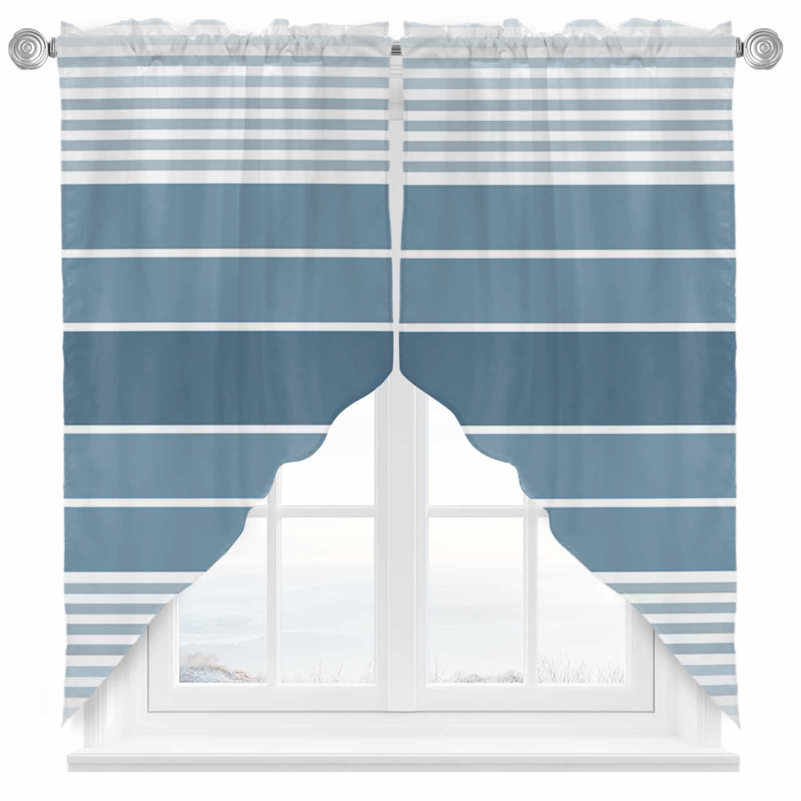 Minimalist Swag Curtain Valance for Windows, Country Haze Blue Gradient ...