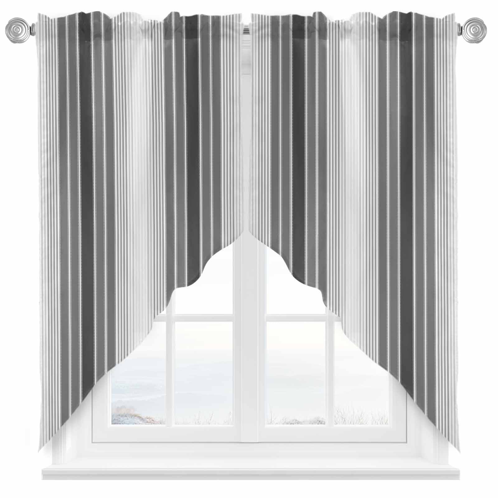 Minimalist Swag Curtain Valance for Windows, Dark Gray Gradient Gray ...