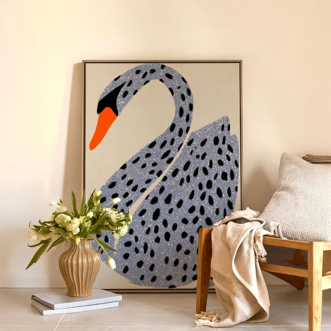 Minimalist Swan Modern Bird Illustration, Stretched Canvas - Walmart.com