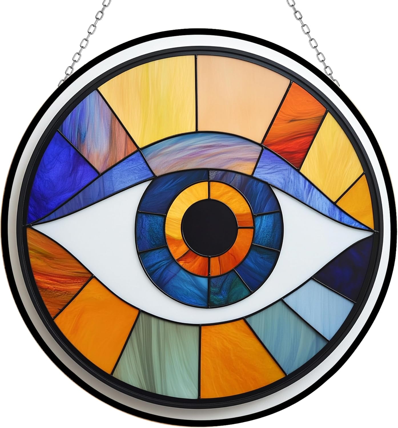 Minimalist Symbolic Evil Eye Stained Glass Window Hangings Stained ...