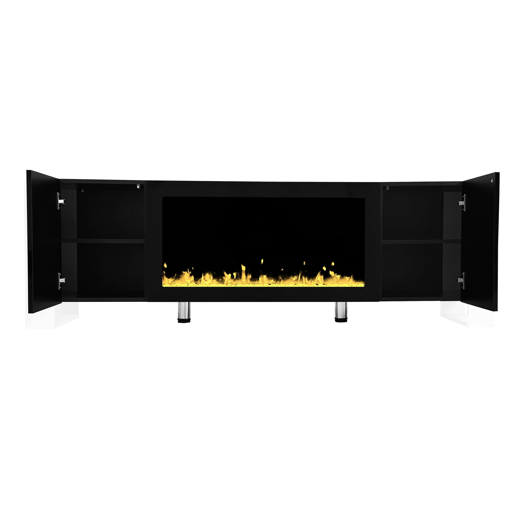 Minimalist TV Stand with Fireplace and 2 Storage Cabinets | For 70 - 79 ...