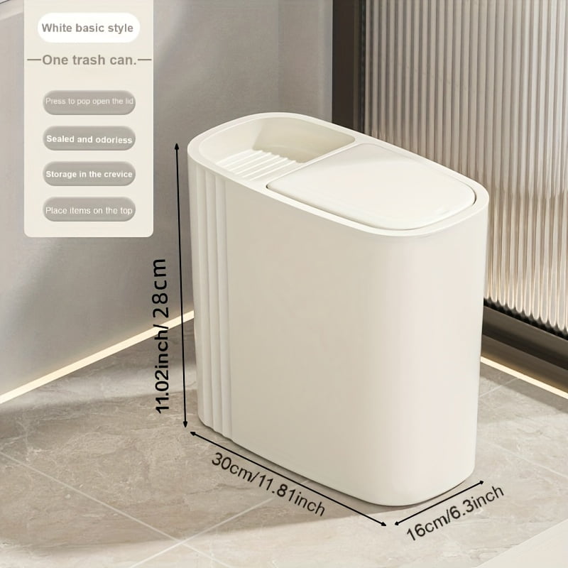 [Minimalist Trash Can] 1pc Minimalist Polished Plastic Trash Can ...