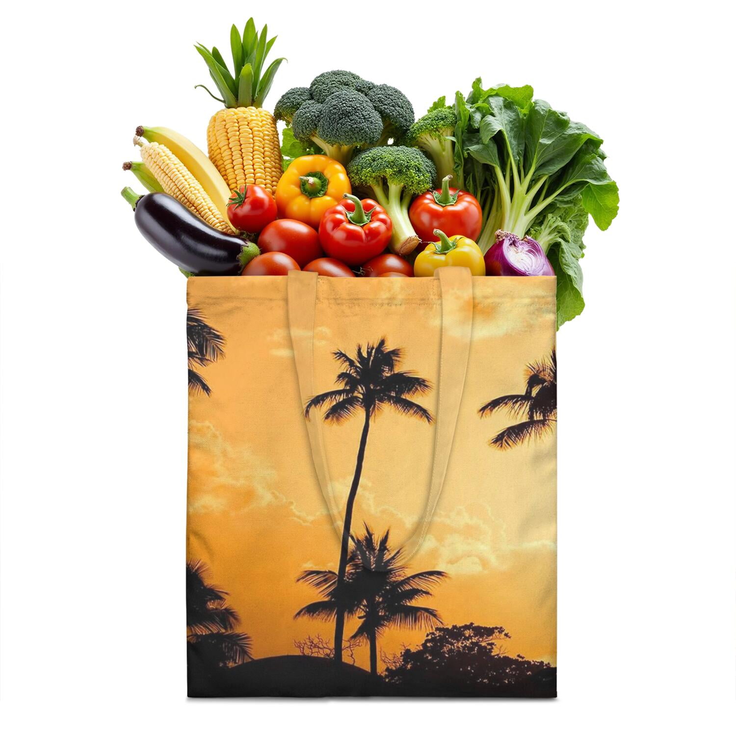 Minimalist Tropical Palm Trees Canvas Tote Bag, Reusable Hawaiian ...
